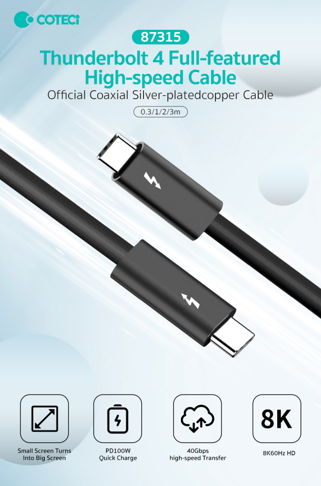 Data kabl Coteci Thunderbolt 87315 40Gbps 100W 8k PD Type C na Type C ...